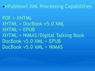 Getting Started With ePubNow! XML Workflow for Publishers | PPT