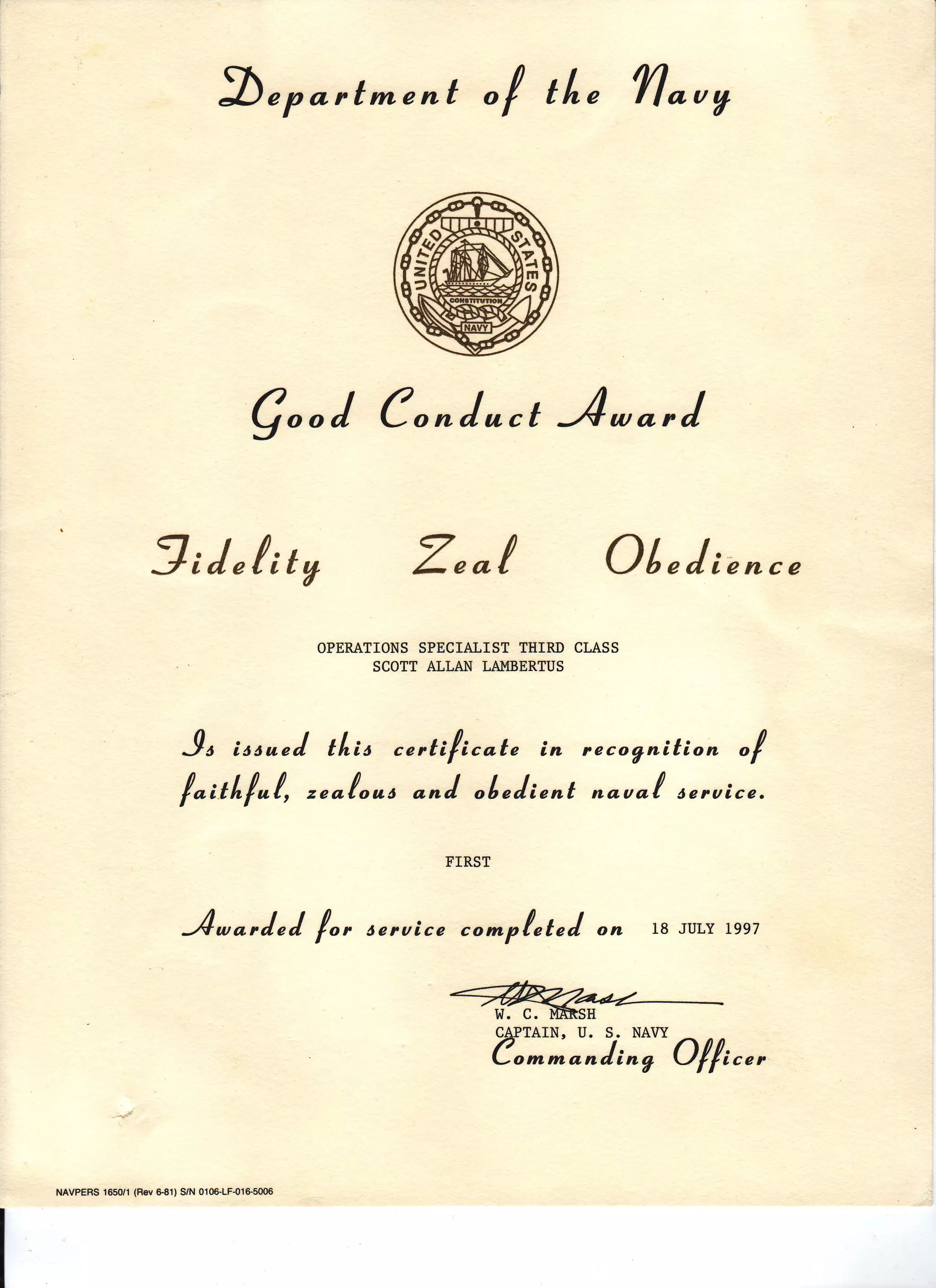 Good Conduct Award | PDF