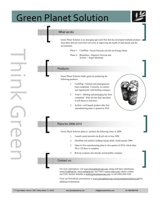Green Planet Overview | PDF