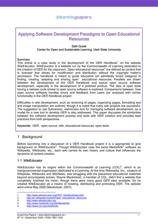 Applying Software Development Paradigms to Open Educational Resources | PDF