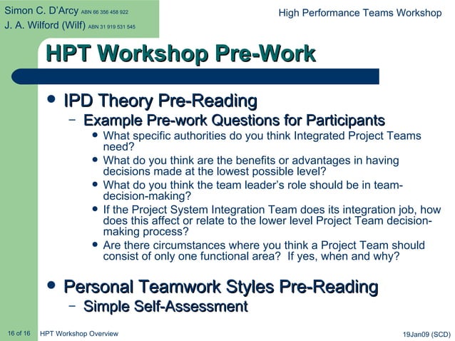 High Performance Teams Workshop Overview | PPT