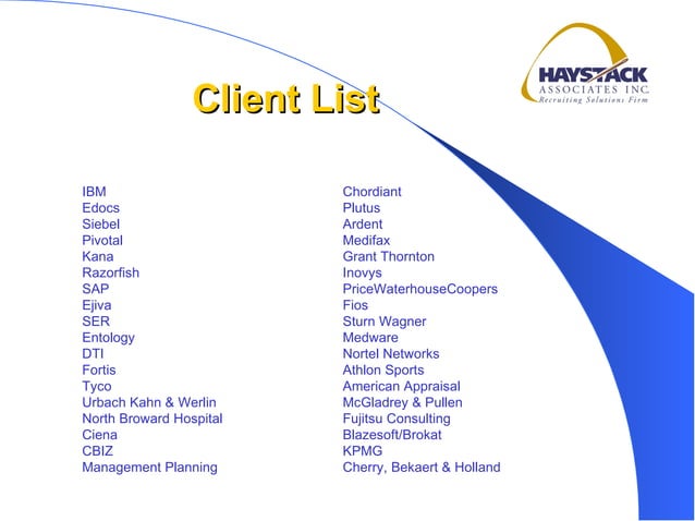 Haystack Associates Inc. | PPT