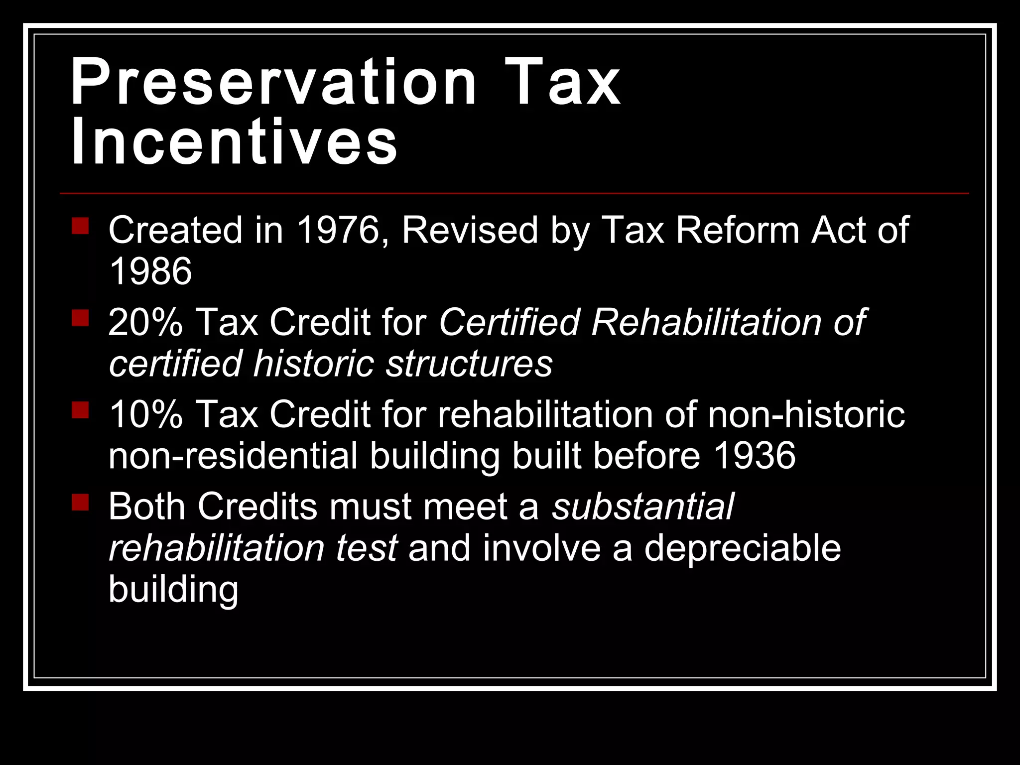 Benchmark Historic Tax Credit Presentation | PPT