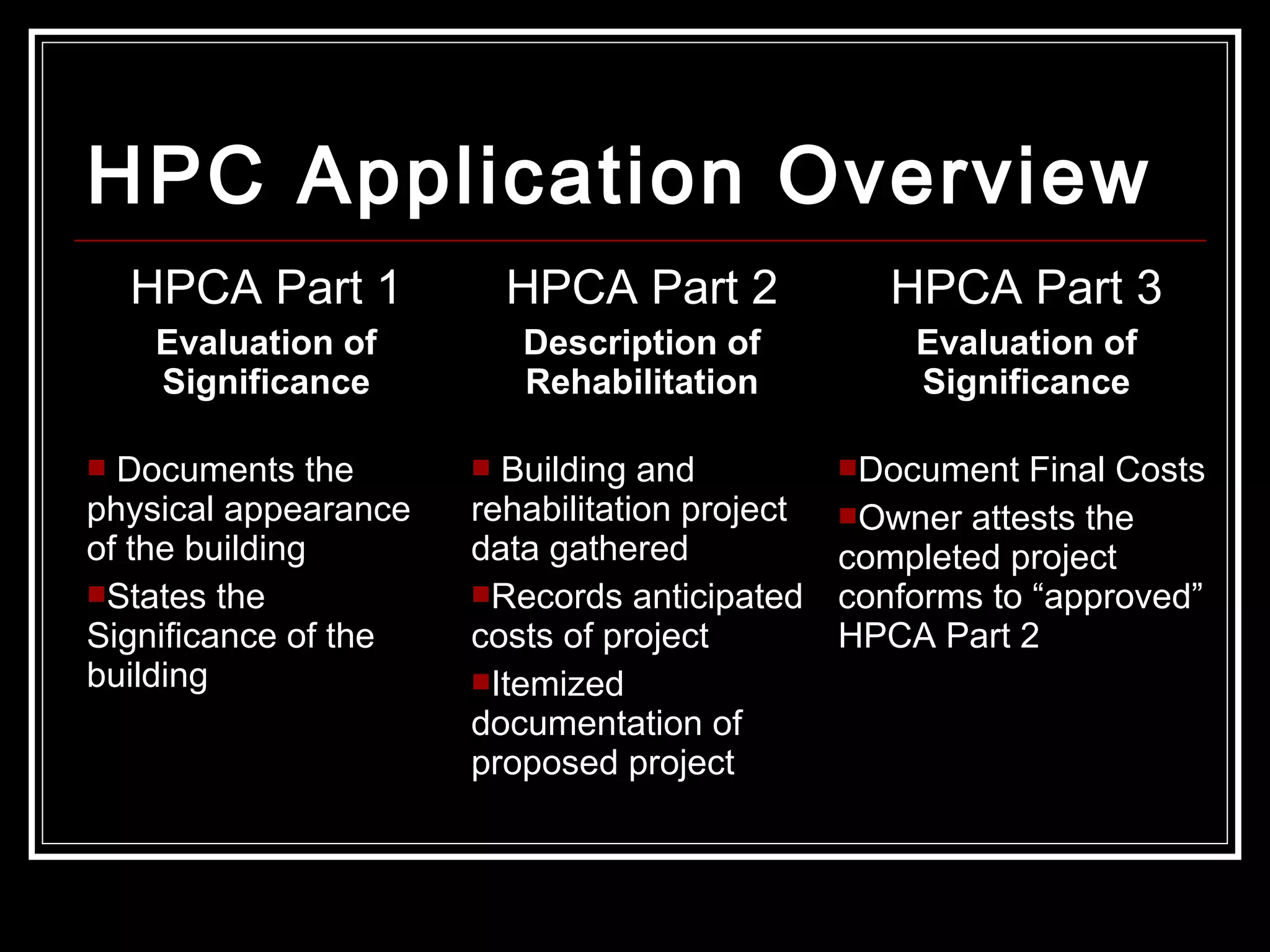 Benchmark Historic Tax Credit Presentation | PPT