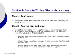How To Write Effectively When You’Re In A Hurry | PPT