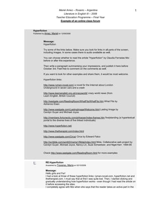 Hyperfiction Forum Part 1 | PDF