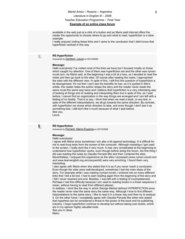 Hyperfiction Forum Part 1 | PDF