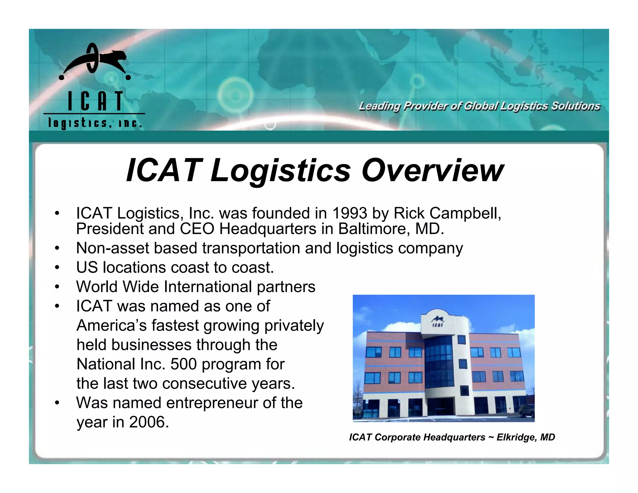 ICAT Logistics Overview | PDF