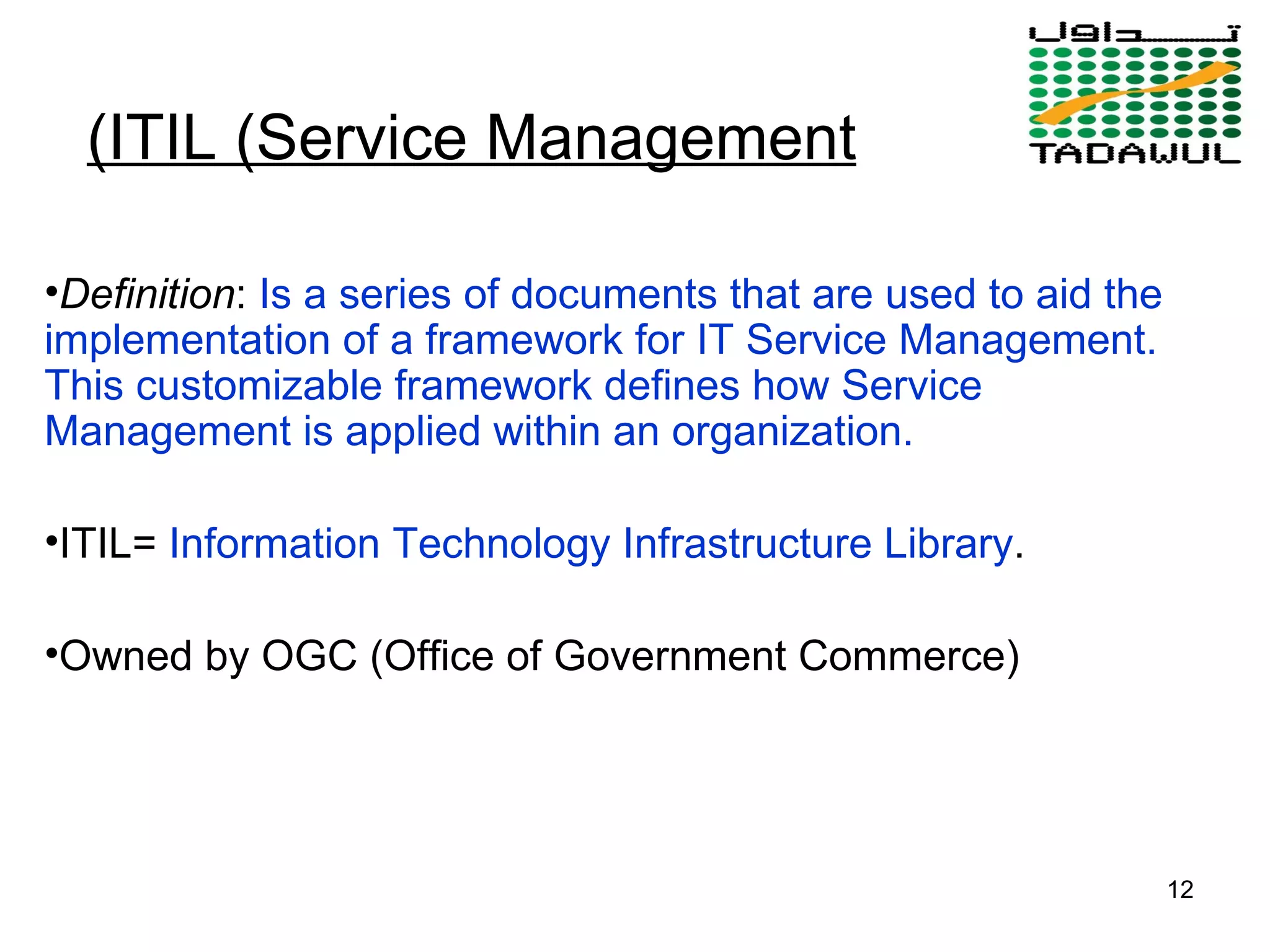 Itil & Process Concepts Awareness Tadawul 5 Of March 2007 | PPT