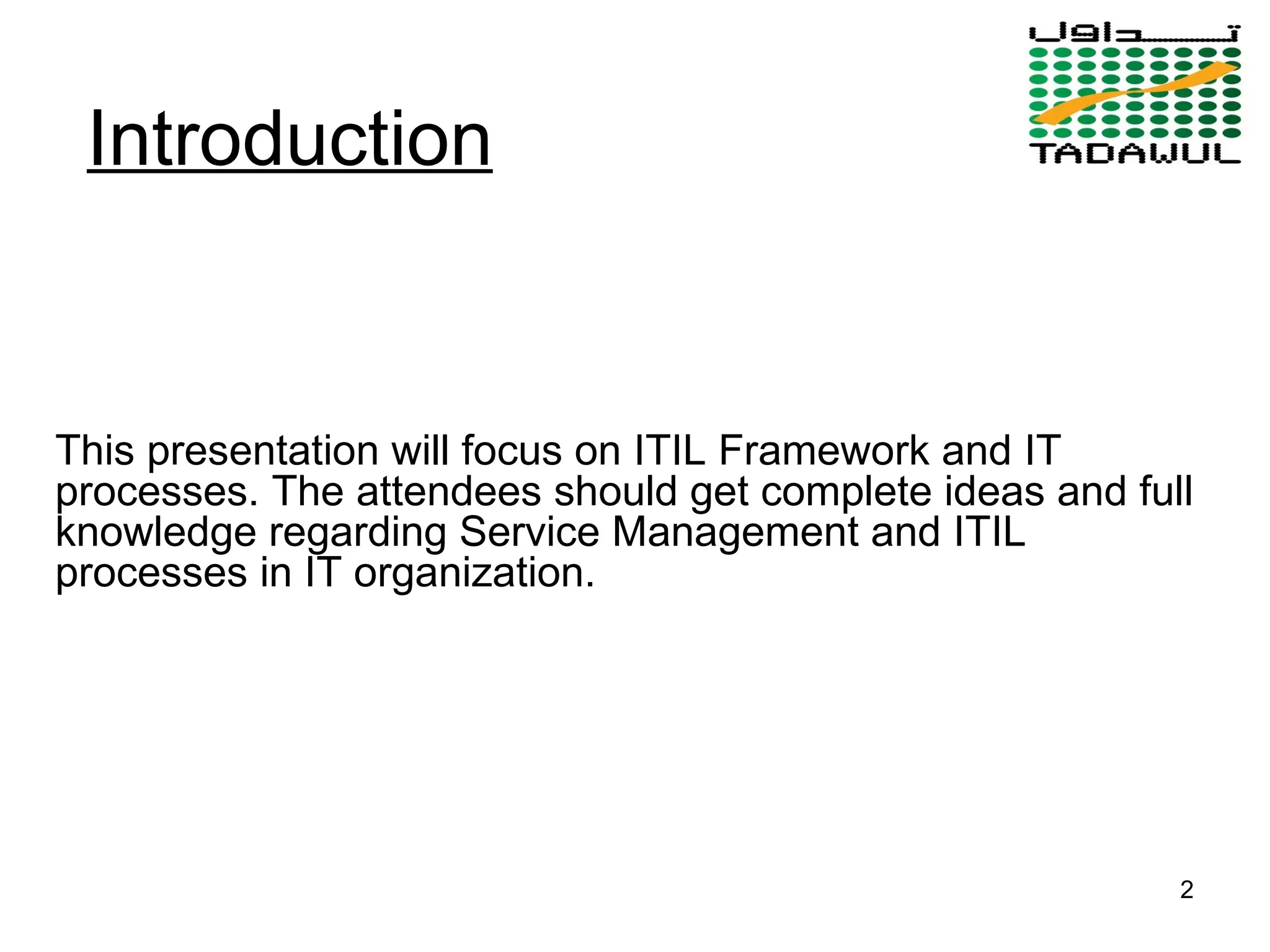 Itil & Process Concepts Awareness Tadawul 5 Of March 2007 | PPT