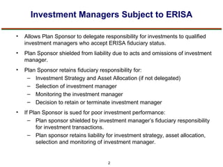 Implications Of Erisa Exemption For Alternative Investments | PPT