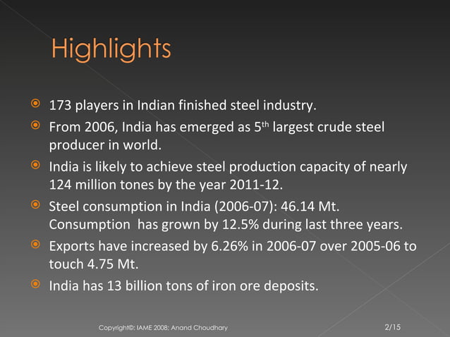 Indian Steel Industry | PPT