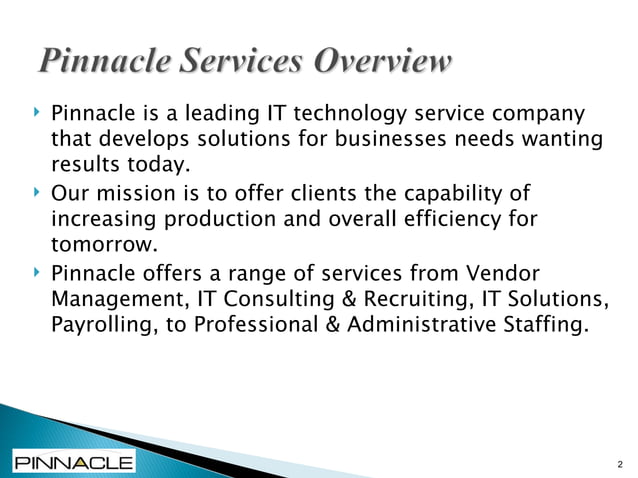 Introduction To Pinnacle | PPT