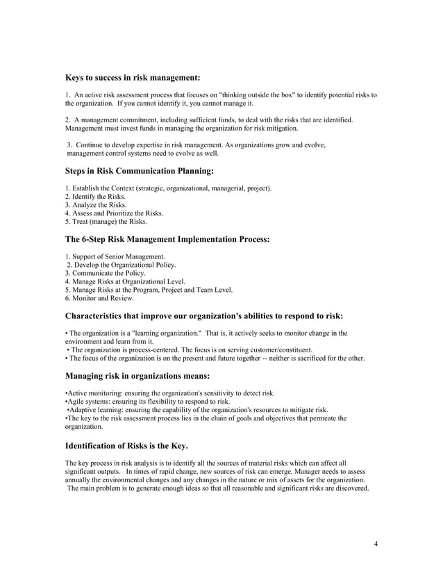 Introduction To Risk Management Process | PDF