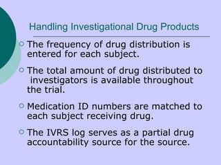 Handling Investigational Product at Clinical Site | PPT