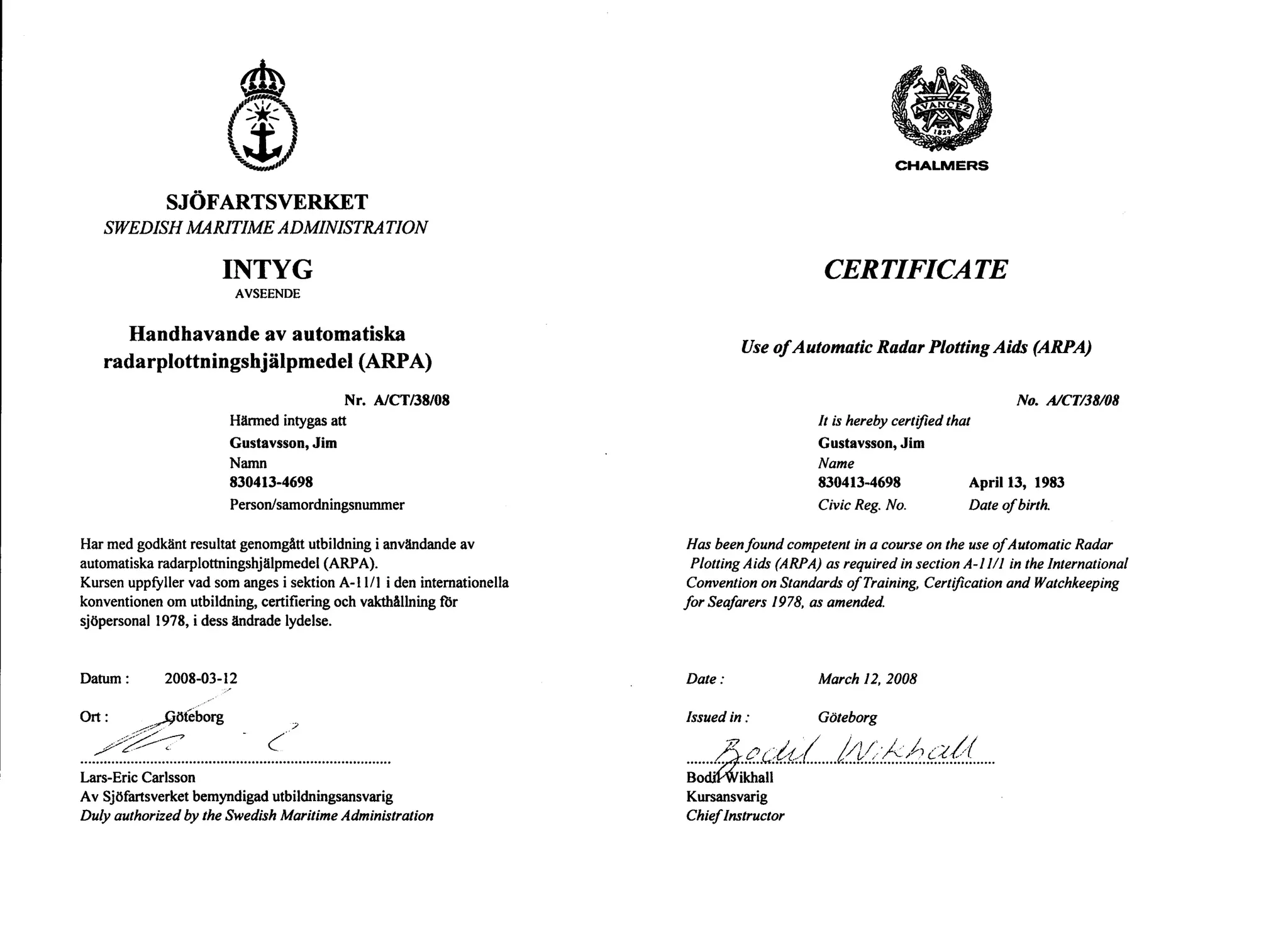 Intyg Certificates | PDF