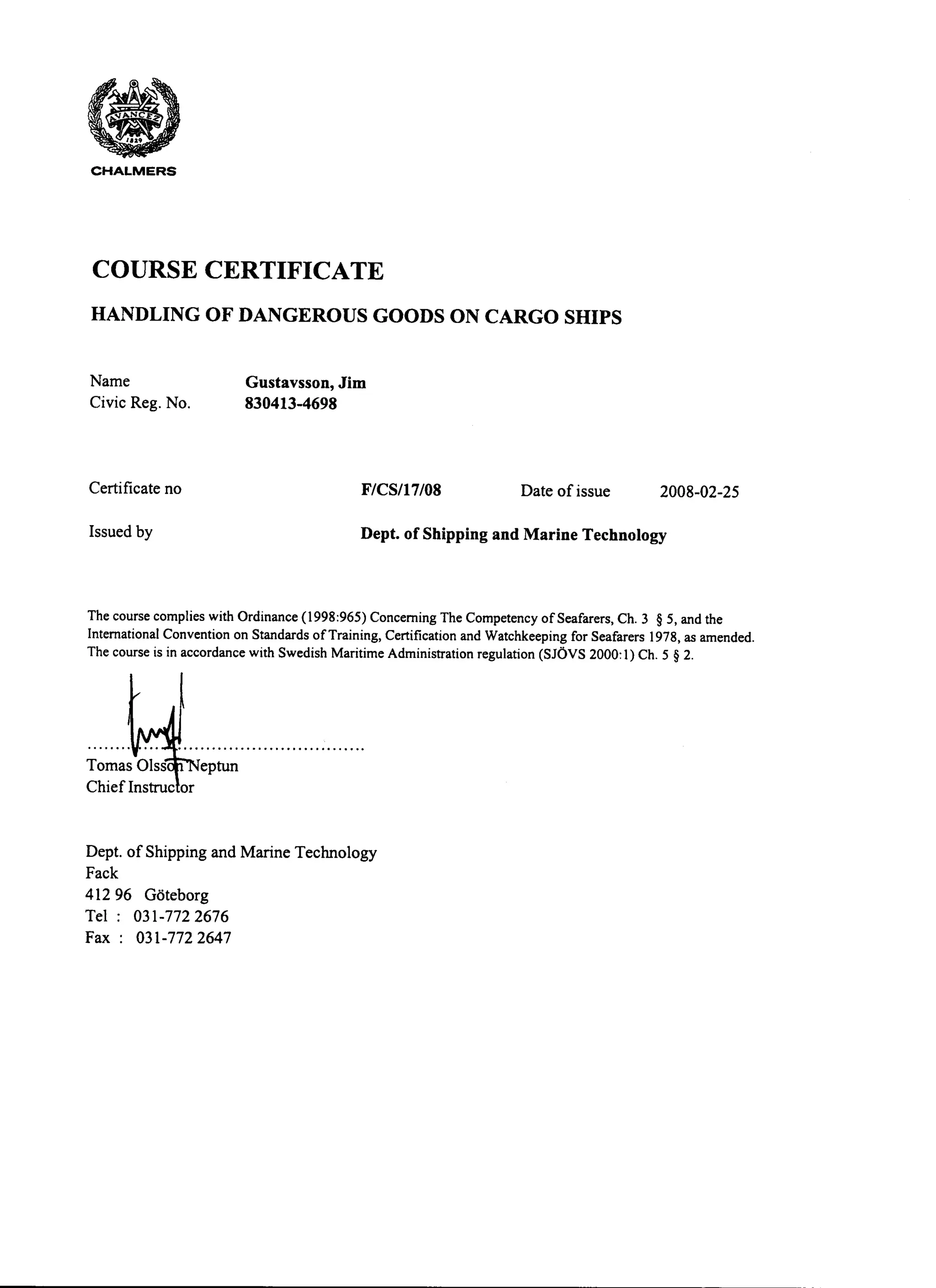 Intyg Certificates | PDF