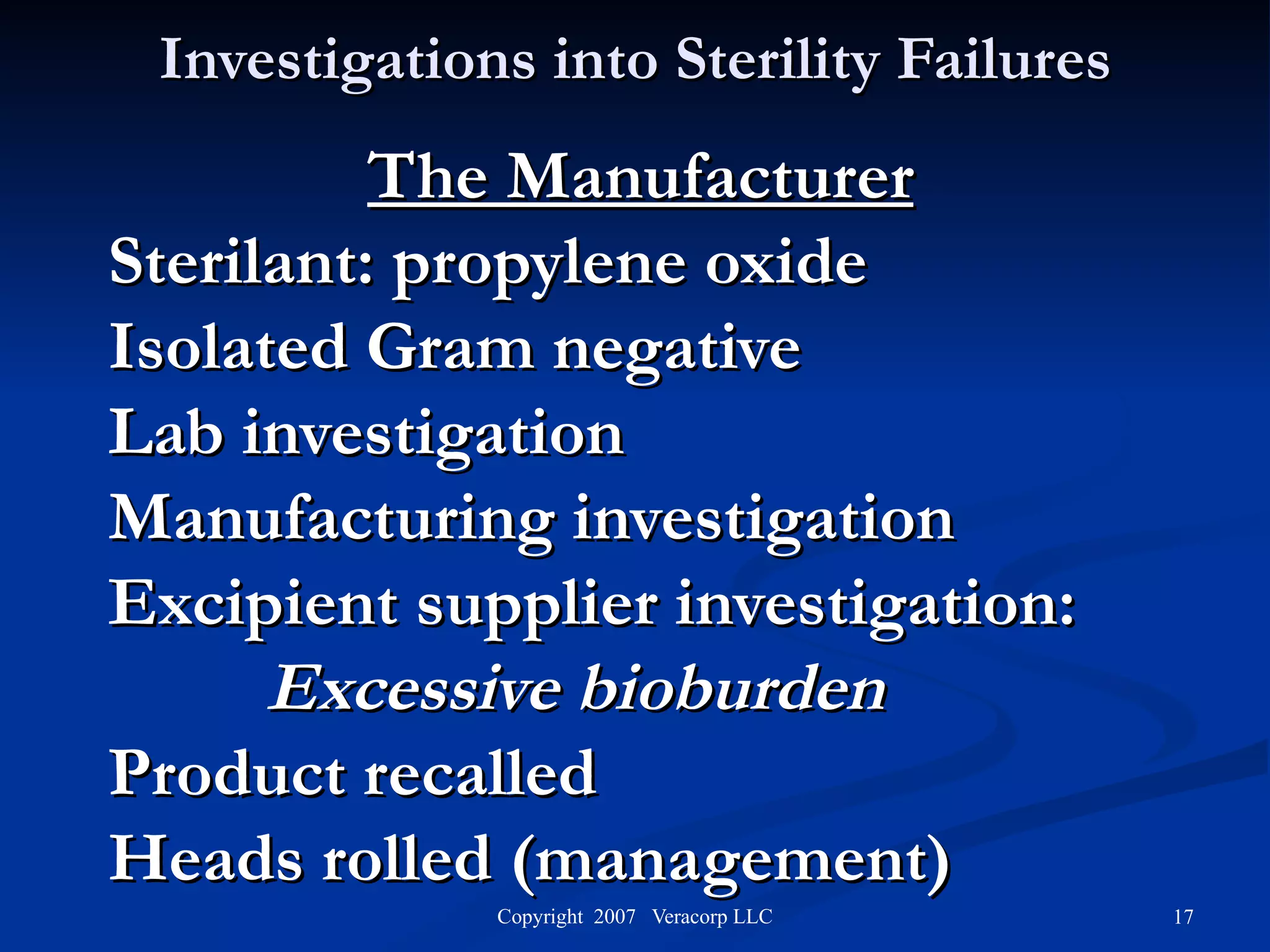 Investigations Into Sterility Failures | PPT