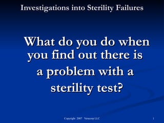 Investigations Into Sterility Failures | PPT
