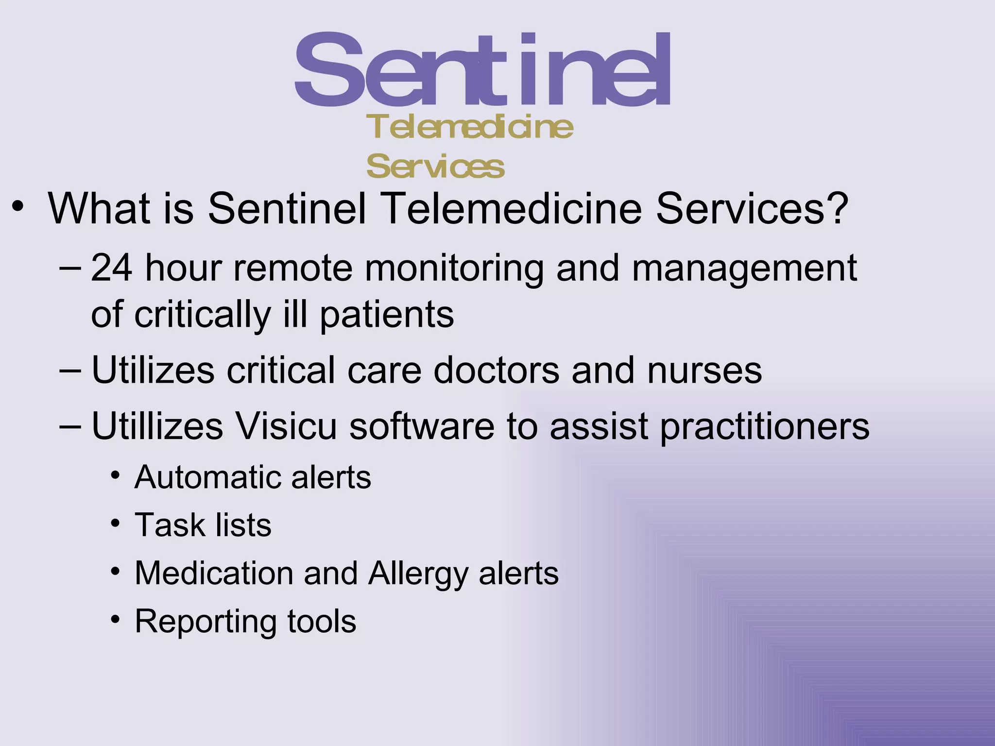 Sentinel Telemedicine Services | PPT