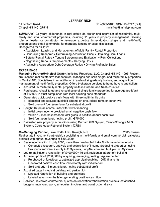 Jeffrey Rich Resume | DOC