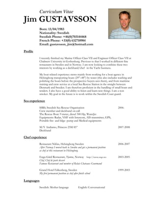 Jimgustavsson Cv Eng 2 Page | PDF
