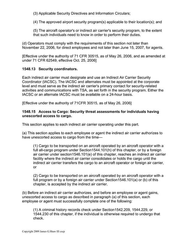 KNOWN SHIPPER SECURITY PROGRAM | PDF