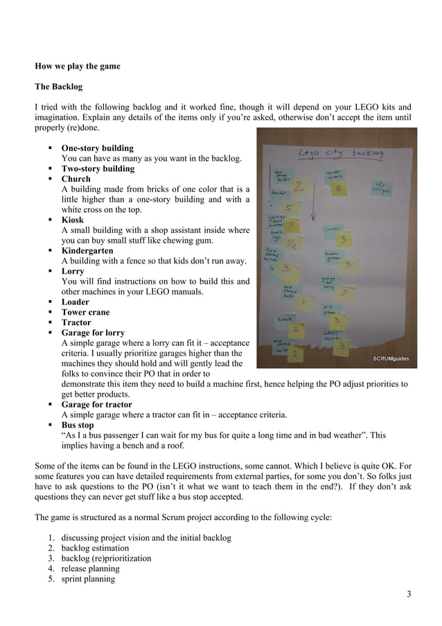 Lego For Extended Scrum Simulation | PDF