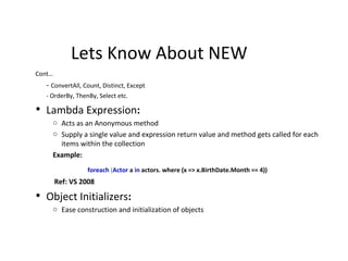 Linq in C# 3.0: An Overview | PPT