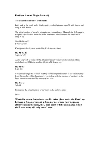 Lanchester Laws | PDF | Physics | Science