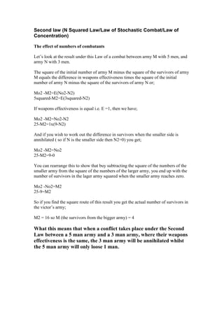 Lanchester Laws | PDF | Physics | Science