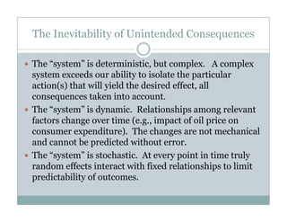 Leadership Regulation Markets And The Law of Unintended Consequences | PPT