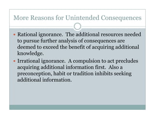 Leadership Regulation Markets And The Law of Unintended Consequences | PPT
