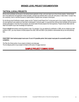 Lean Cert Bronze Portfolio Forms Van Sant | PDF