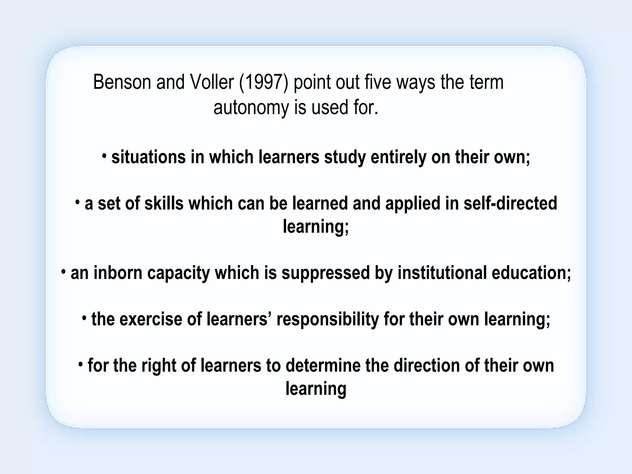 Learner Autonomy In A Nutshell | PPT