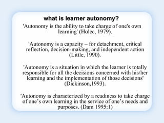 Learner Autonomy In A Nutshell | PPT | Educational Assessment | Education