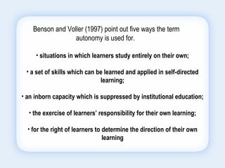 Learner Autonomy In A Nutshell | PPT | Educational Assessment | Education