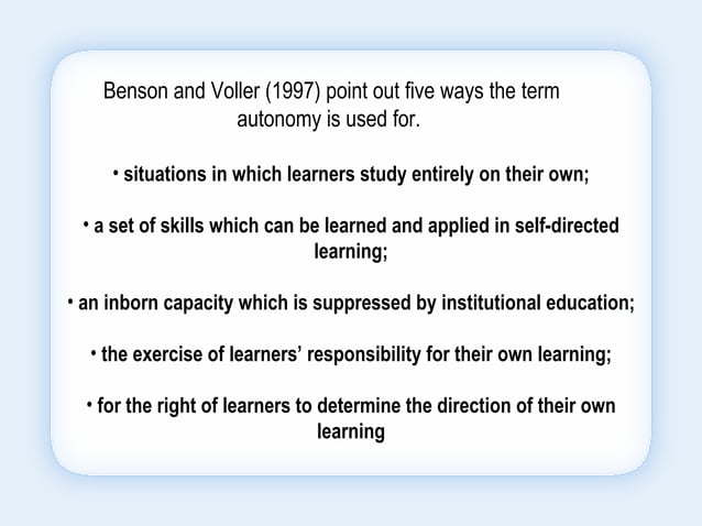 Learner Autonomy In A Nutshell | PPT | Educational Assessment | Education