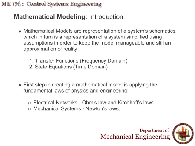 Lecture 2 ME 176 2 Mathematical Modeling | PDF | Physics | Science