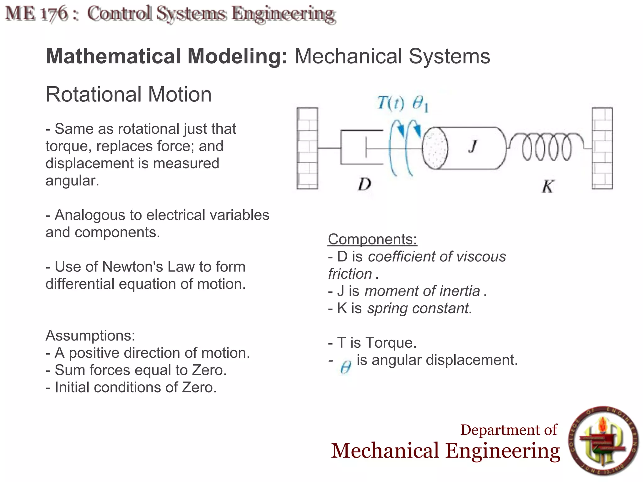 Lecture 4 ME 176 2 Mathematical Modeling | PDF