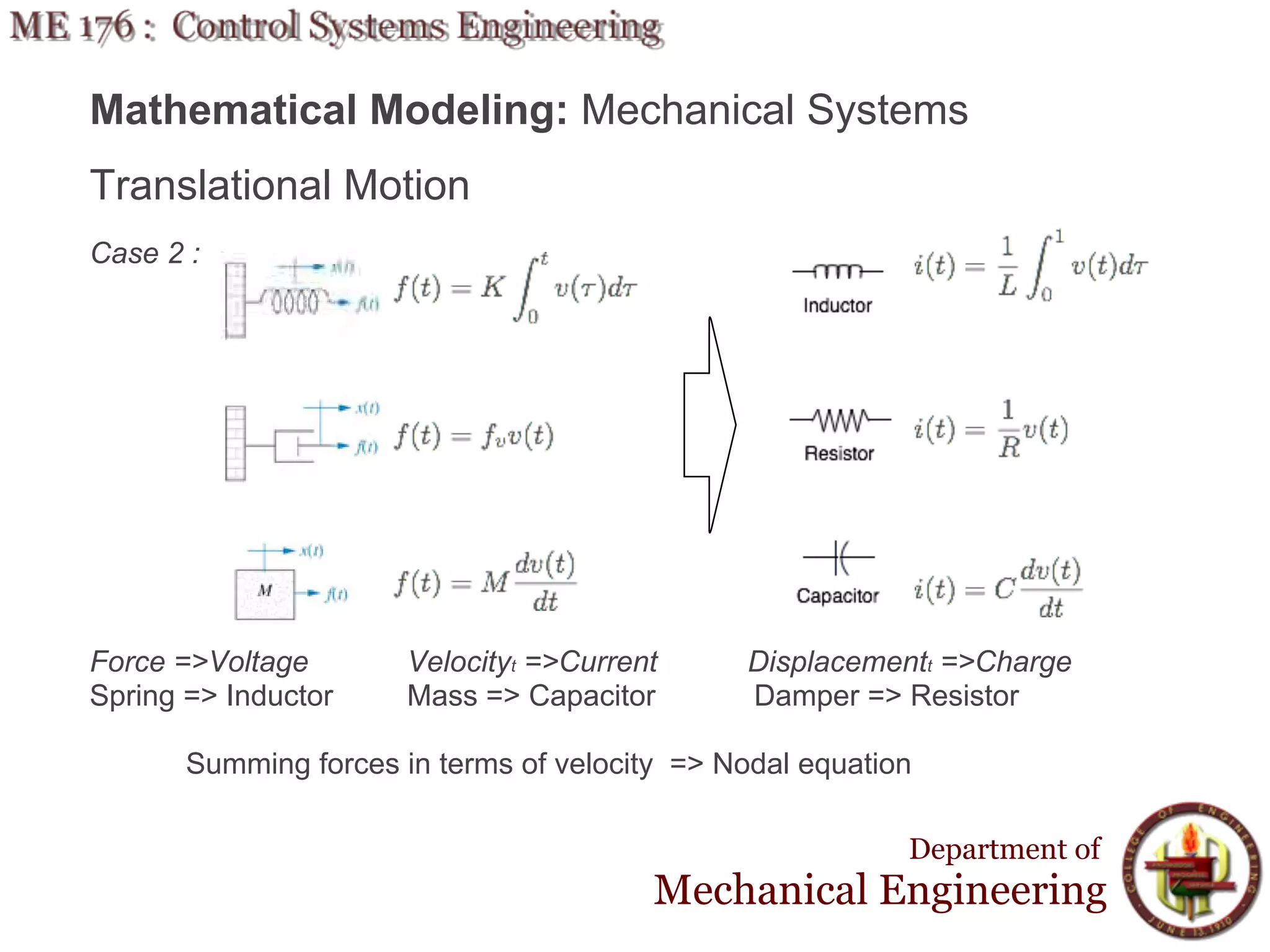 Lecture 4 ME 176 2 Mathematical Modeling | PDF