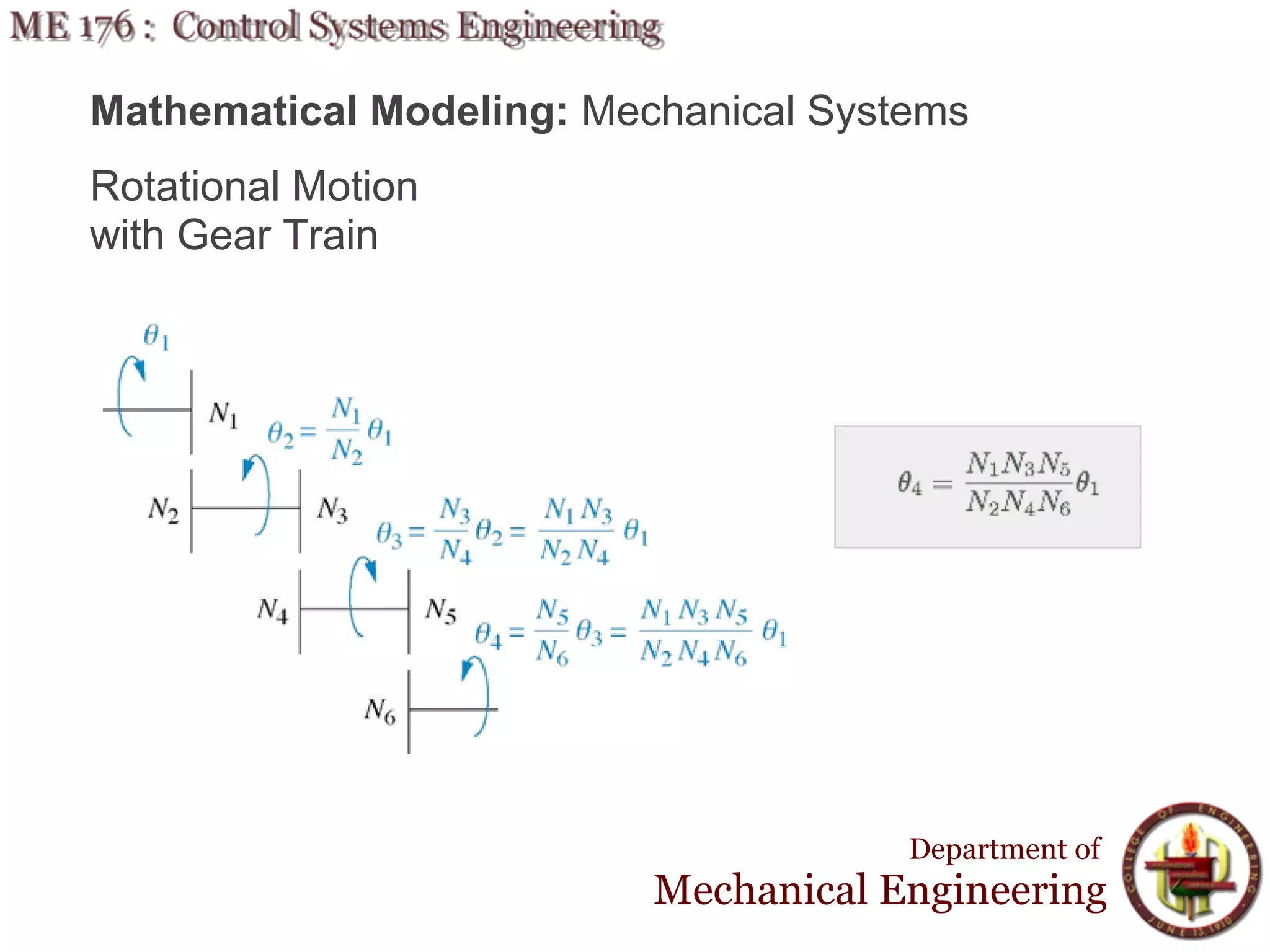 Lecture 5 ME 176 2 Mathematical Modeling | PPT Lecture 5 ME 176 2 Mathematical Modeling | PPT