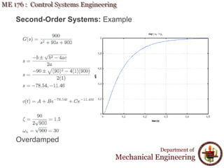 Lecture 6 ME 176 2 Time Response | PDF