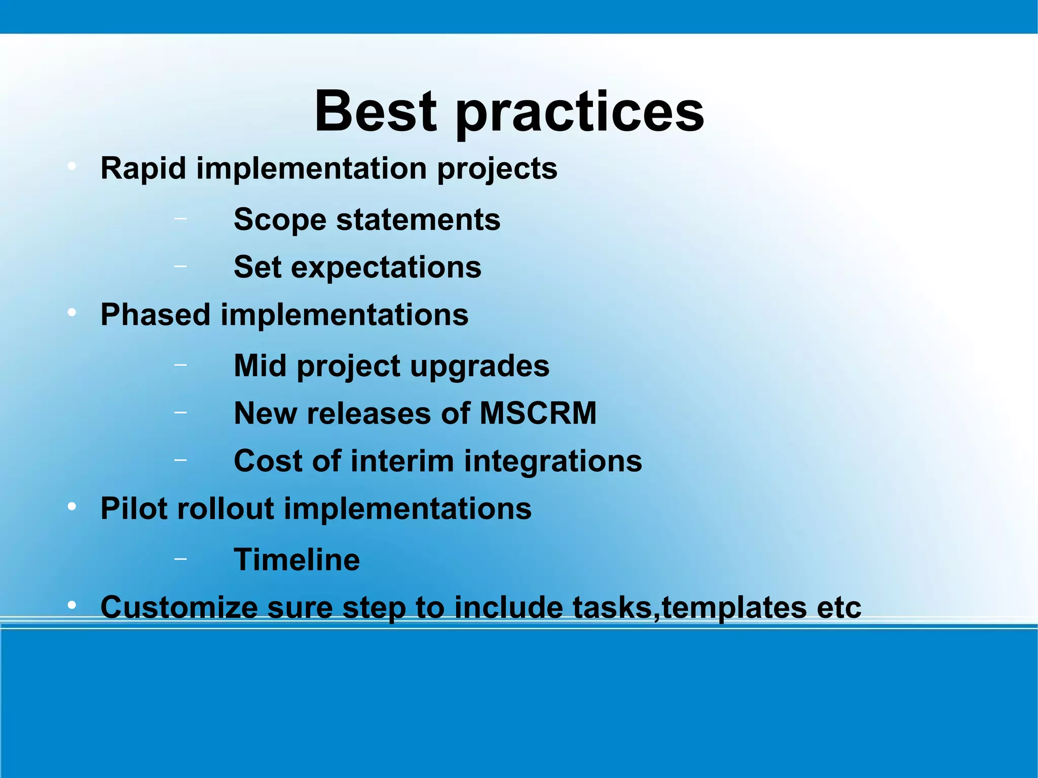 MS Dynamics CRM Implementation Scenarios | PPT | Business | Business and Finance