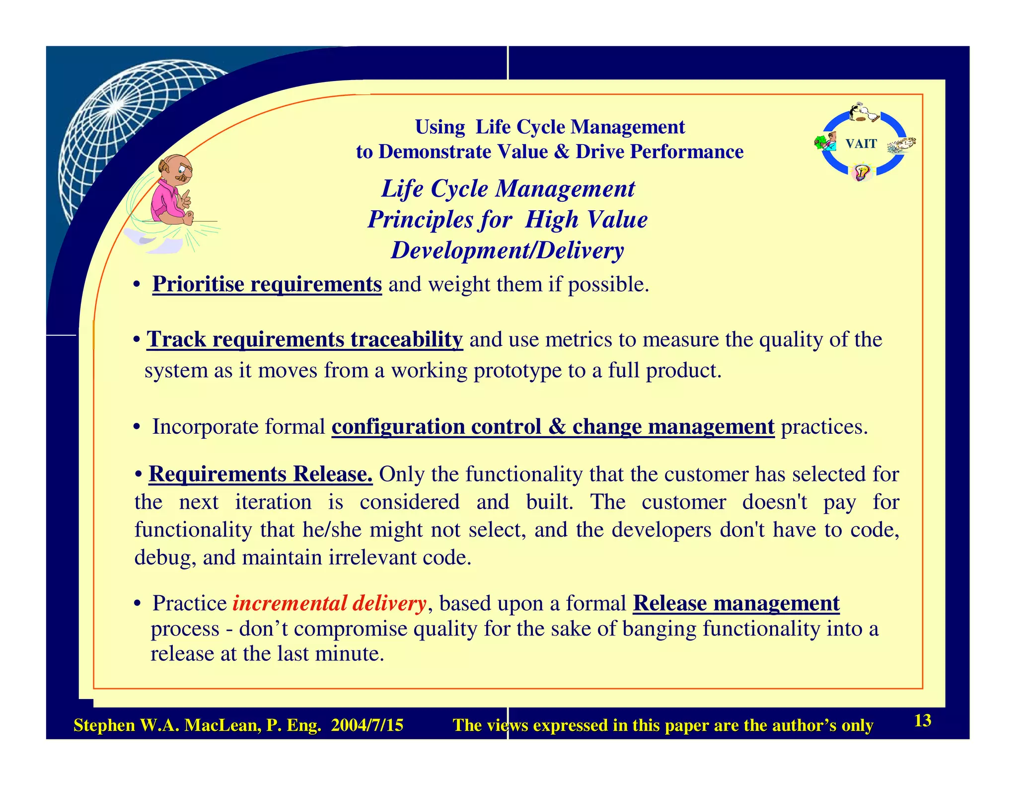 Using Life Cycle Management To Demonstrate Value And Drive Performance ...