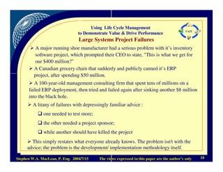 Using Life Cycle Management To Demonstrate Value And Drive Performance ...