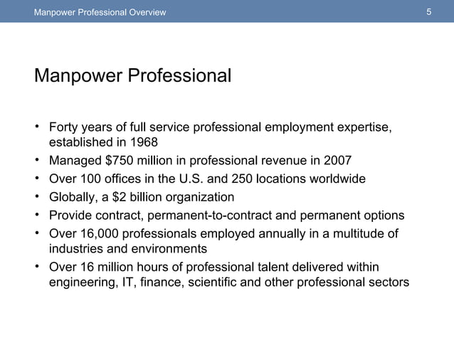 Manpower Professional Overview | PPT
