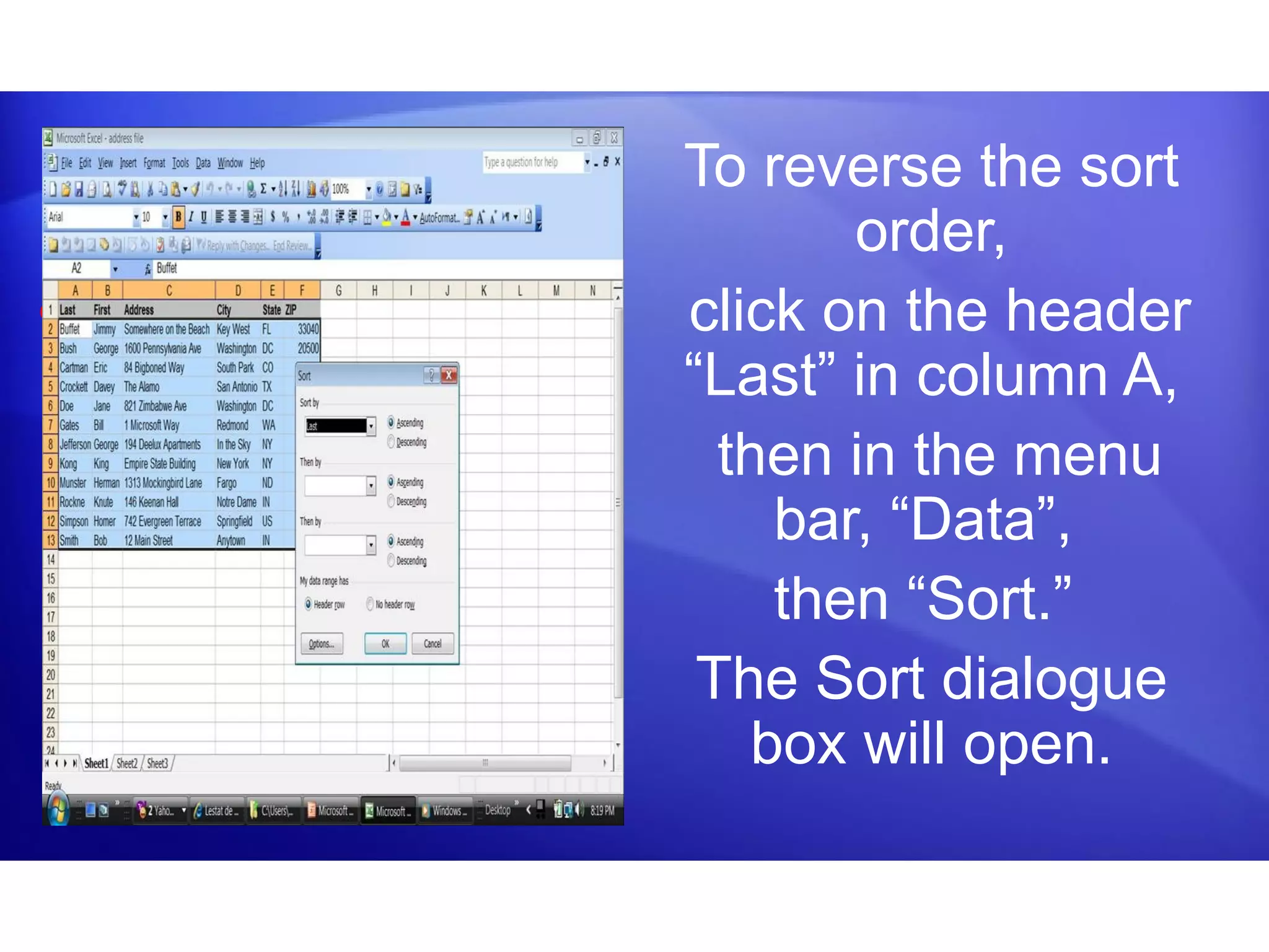 Microsoft Office Excel 2003 Sorting And Filtering | PPT