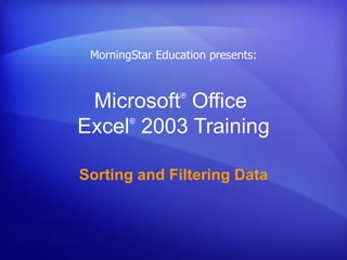 Microsoft Office Excel 2003 Sorting And Filtering | PPT