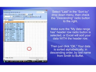 Microsoft Office Excel 2003 Sorting And Filtering | PPT